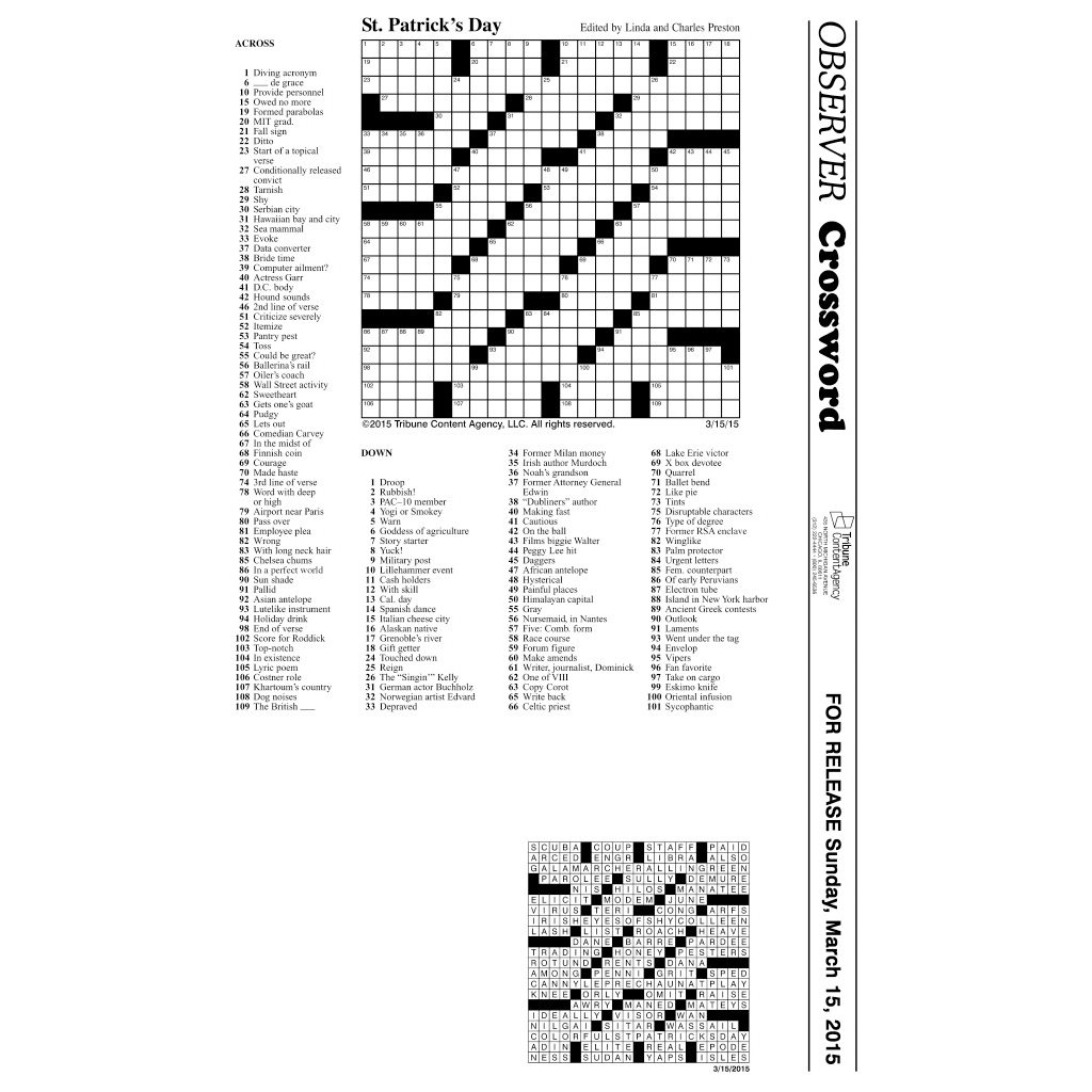Sample Of Horizontal Observer Crossword AsiafeatureIndia
